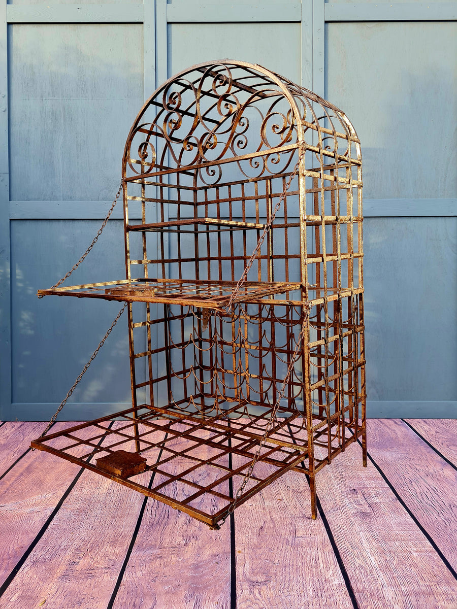 Early 20th century French wrought iron wine cage - wine rack ...