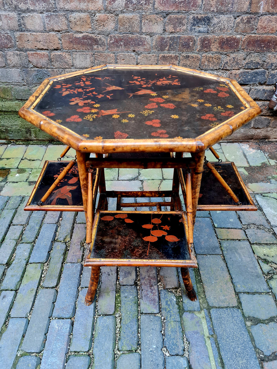Antique anglo japanese inspired tiger bamboo table